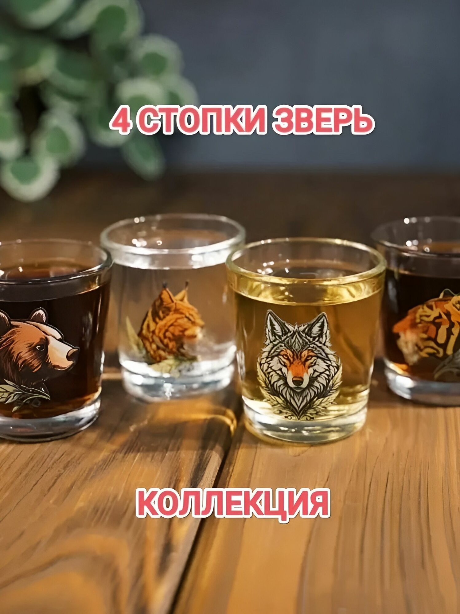 Коллекция стопок 50 мл, 4 шт. Звери