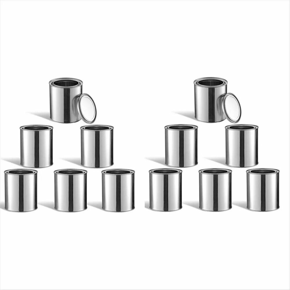 12 металлических банок для краски объемом 0,5 л, пустые ведра без подкладки