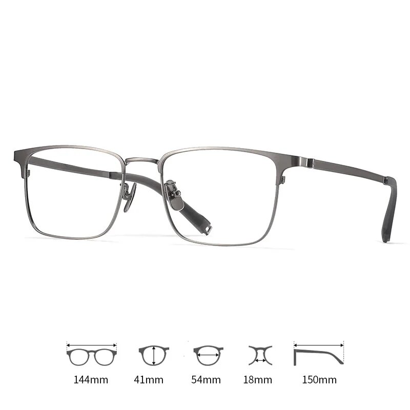 RBENN New 144mm Width Big Size Titanium Reading Glasses Men Business Square Anti Blue Light Computer Readers +1.50 1.75 2.0 2.50