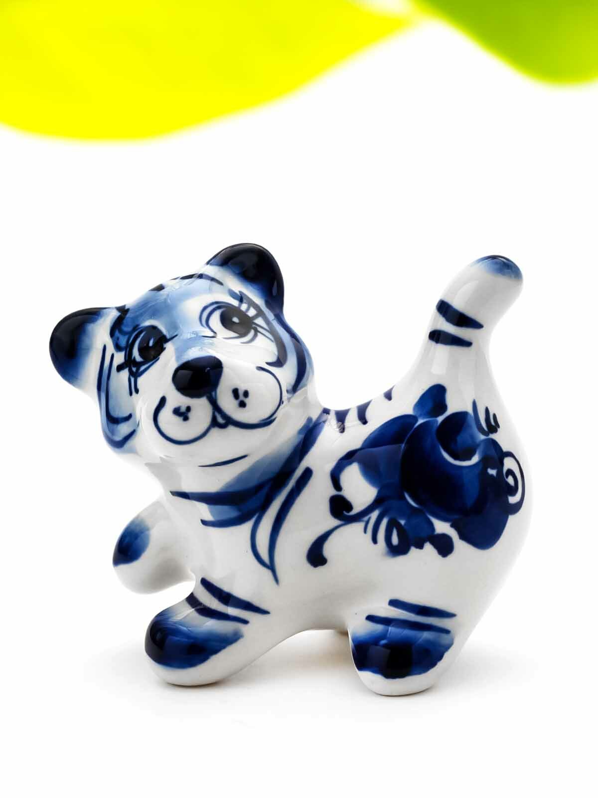 Фигурка коллекционная - Тигренок, Гжель, Фарфор, 7,0 см