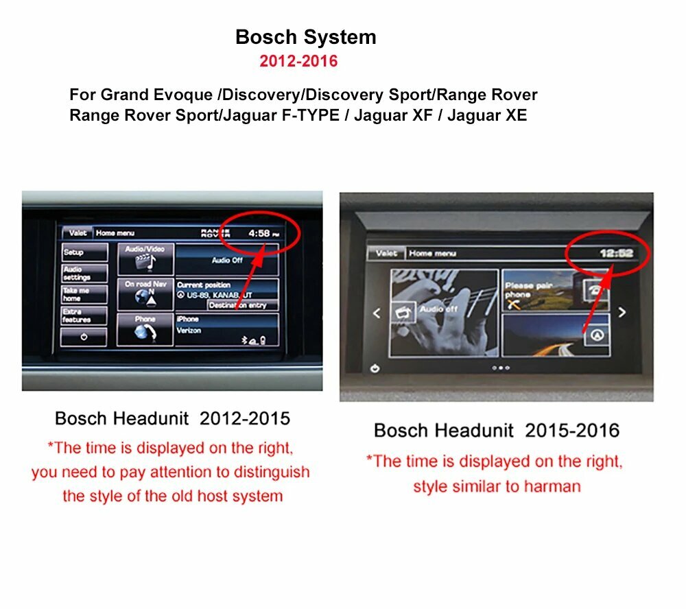 Беспроводное радио CarPlay для Land Rover/Jaguar/Range Rover/Evoque/Discovery Android Bosch 8inch
