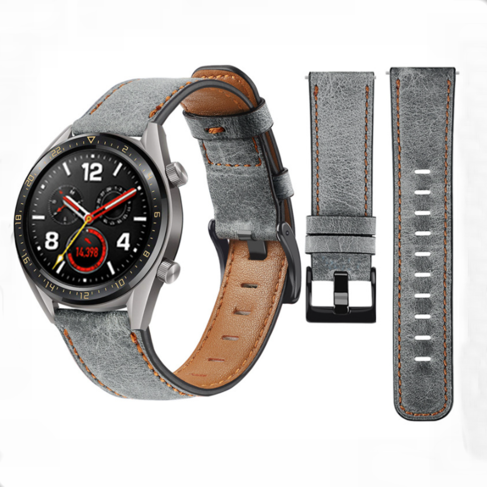 Сменный ремешок MyPads Skin из эко кожи для HUAWEI Watch 3 с металлической пряжкой, серый