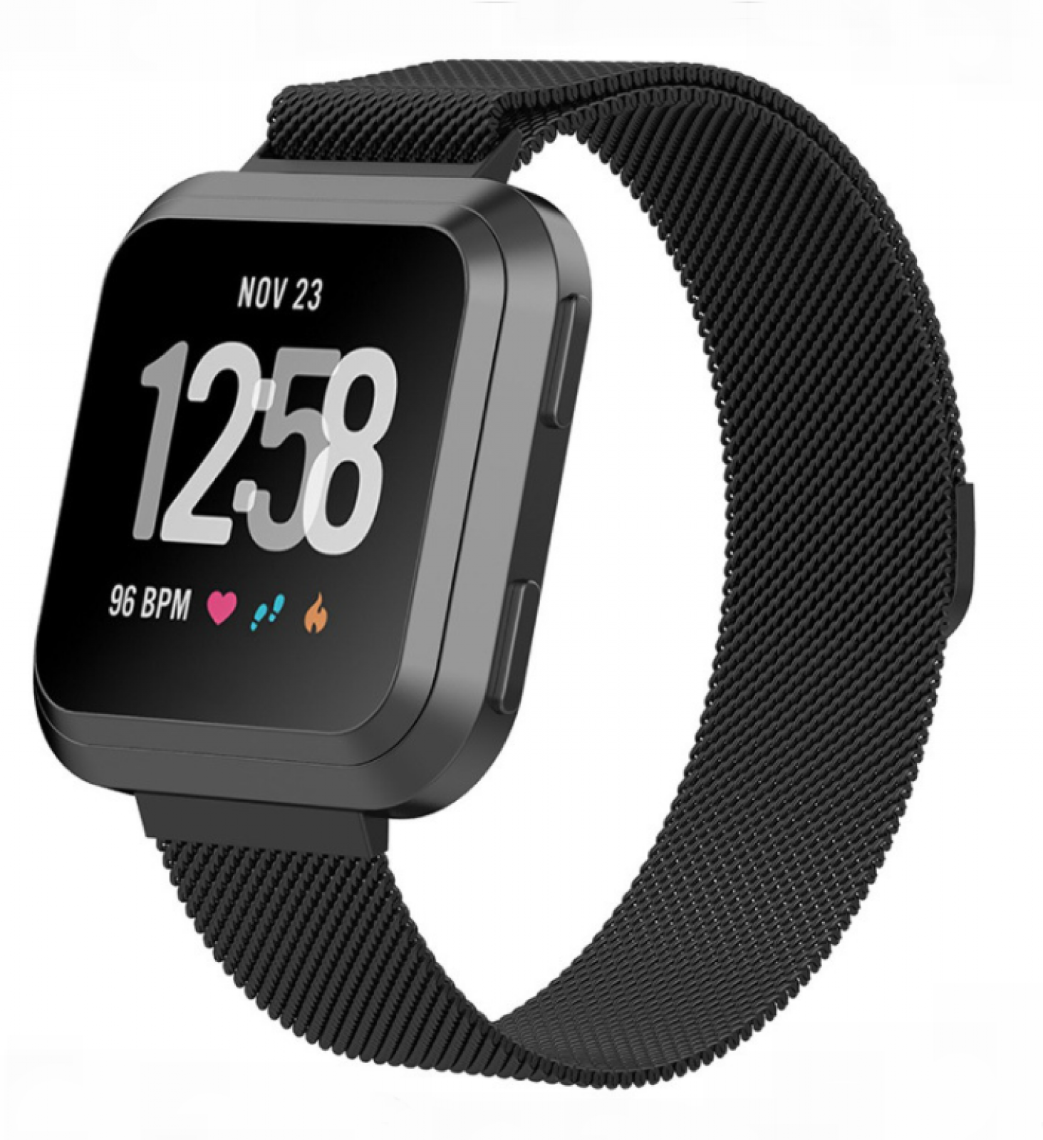 Сменный миланский сетчатый ремешок-браслет MyPads для Fitbit Versa 3 и Fitbit Sense, нержавеющая сталь, черный