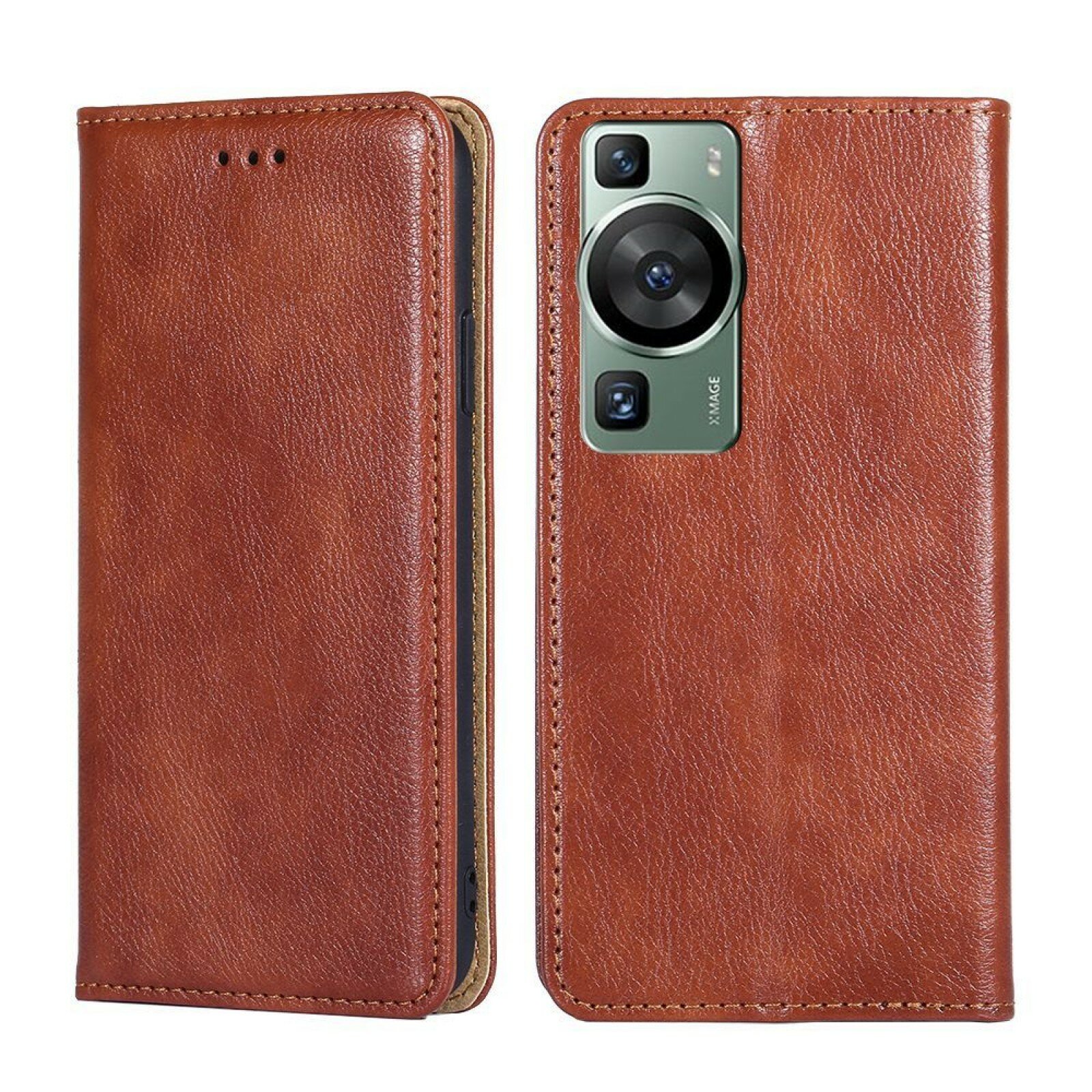 Чехол-книжка MyPads для Huawei P60 и P60 Pro из искусственной кожи с карманами и магнитным фиксатором