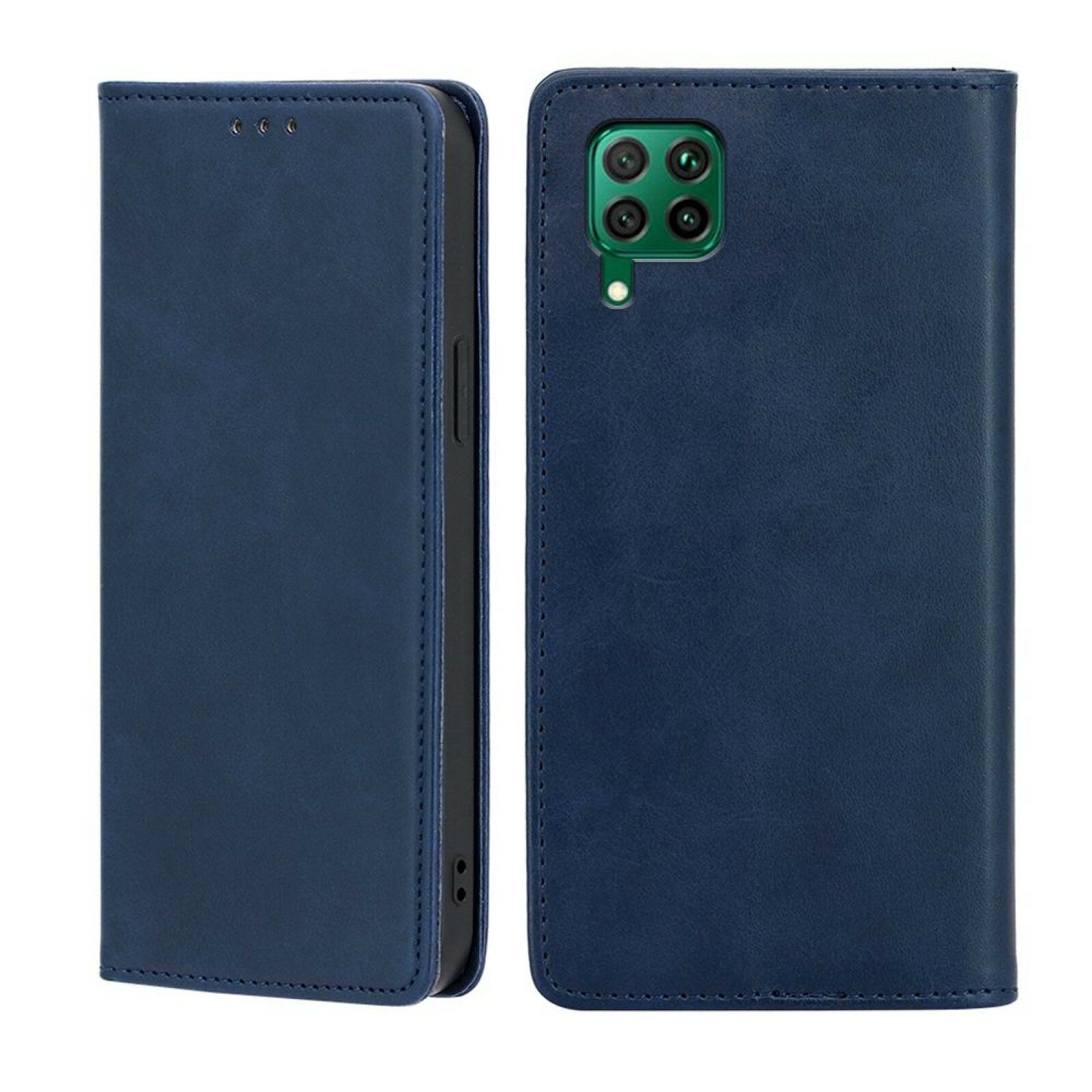 Чехол-книжка MyPads для Huawei P40 Lite / Nova 7i / Nova 6 SE из телячьей кожи, синий, магнитное закрытие