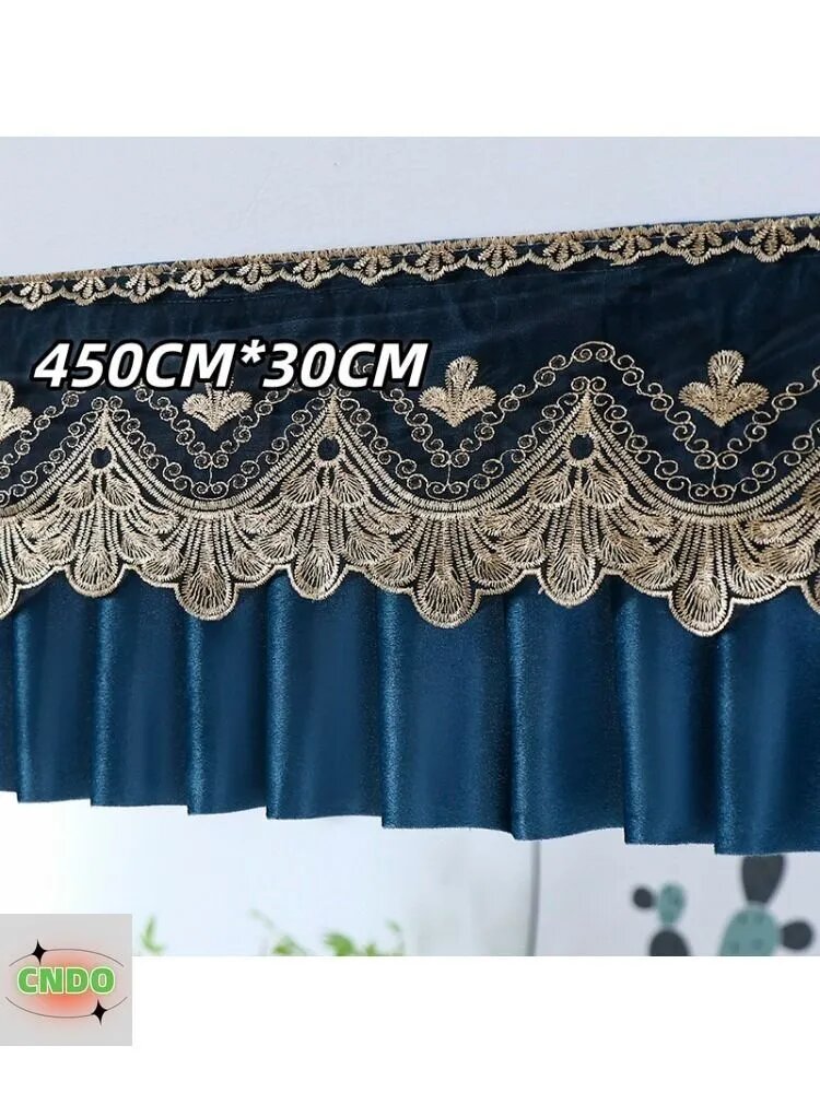 Ламбрекен для штор самоклеящийся, без сверления, короткий, тканевый с кружевом, в европейском стиле