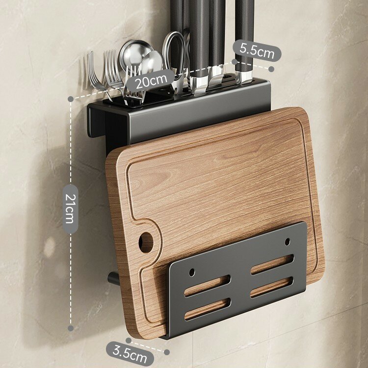 Кухонная полка для ножей от производителя, многофункциональная настенная полка для хранения ножей, интегрированная полка для хранения кухонных ножей и разделочных досок.