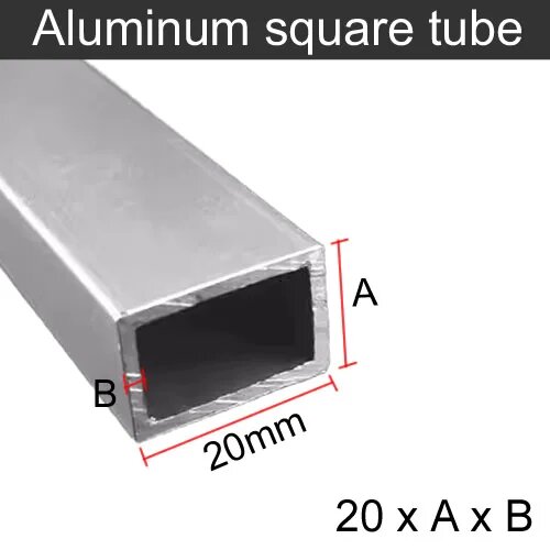 Алюминиевая квадратная труба 20х30х40х50х60х70х80х100х120х150х200 мм 50 см 20x70x1.2mm, 495mm X 1pcs