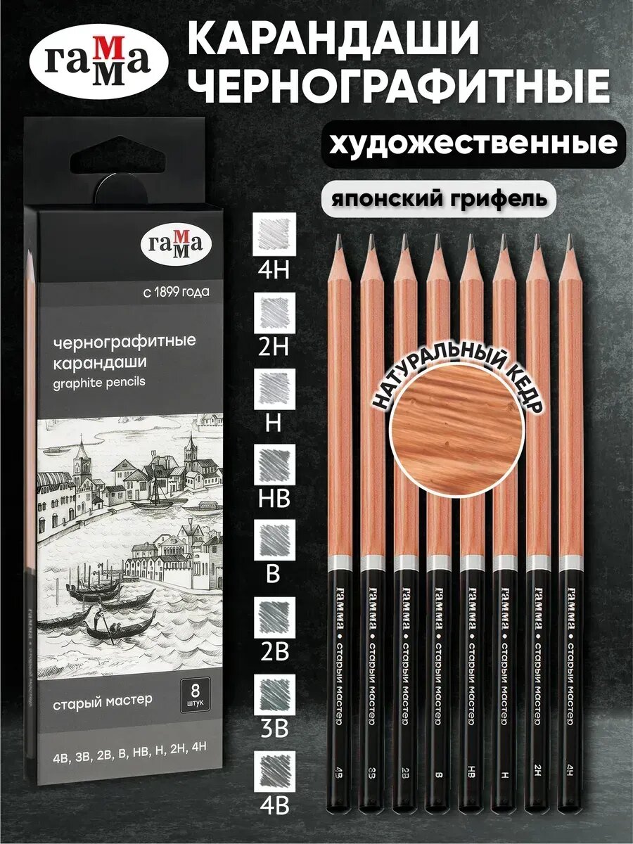 Карандаши простые набор для школы 8 шт художественные