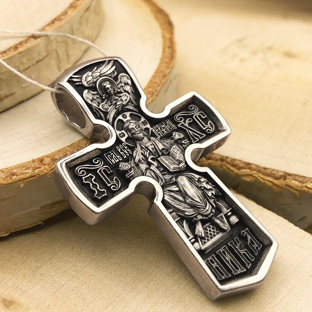 Крестик, серебро, 925 проба, оксидирование