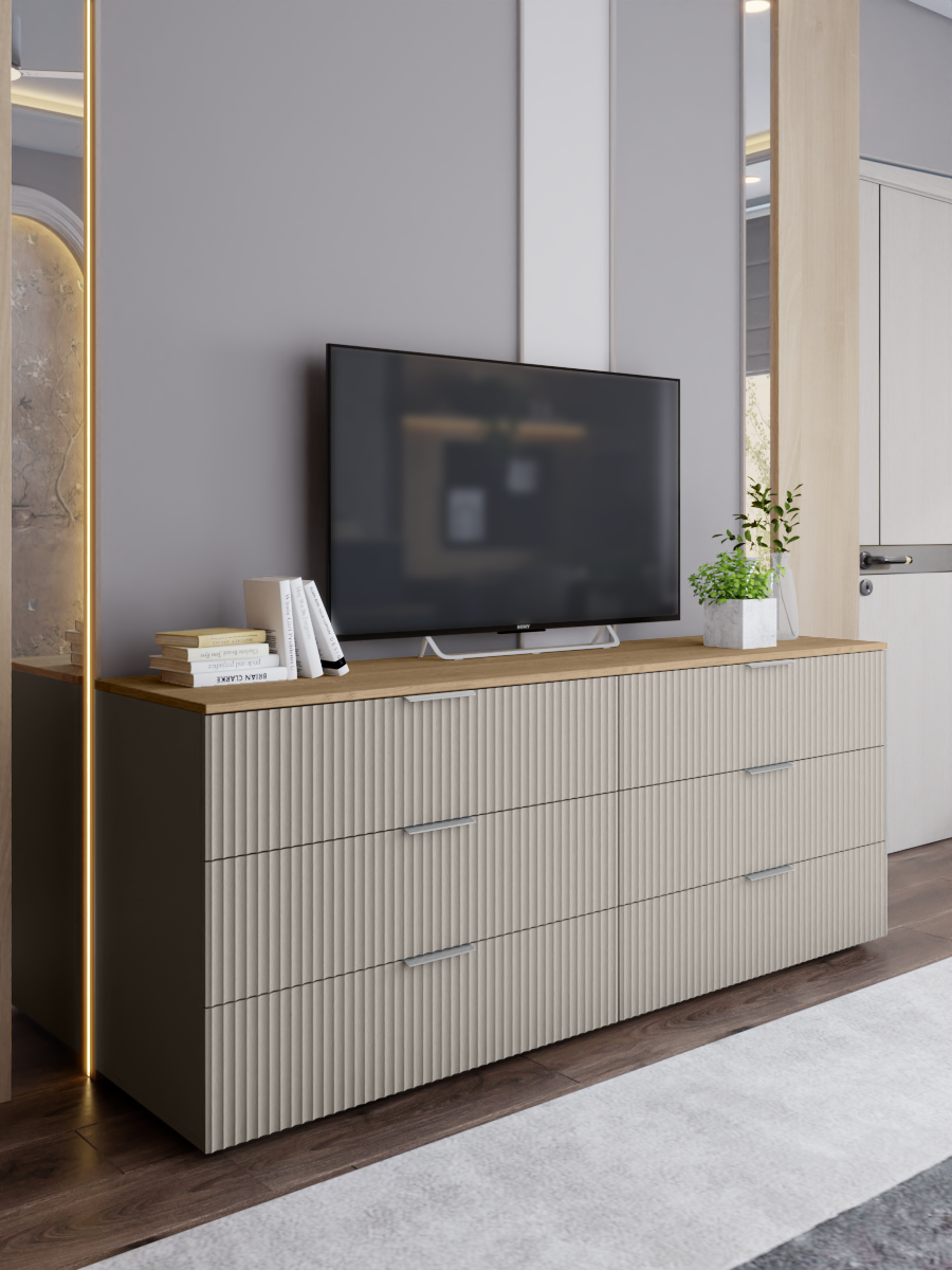 Комод с ящиками для одежды Салерно 12 большой, деревянный, в спальню, в гостиную, 6 ящиков, 182 х 42 x 72 см