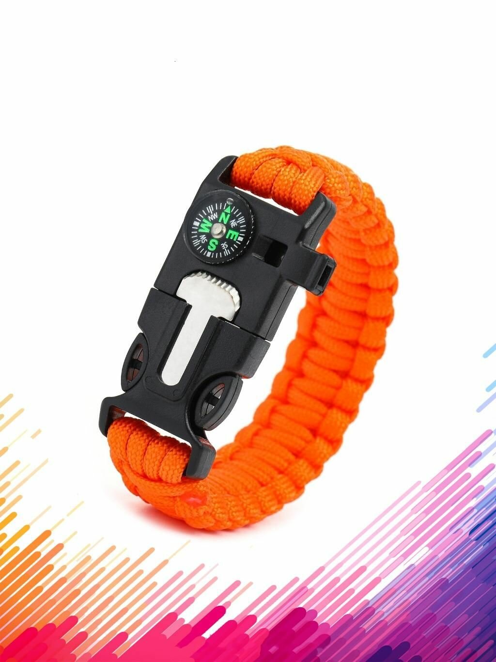 Браслет выживания из паракорда, оранжевый цвет