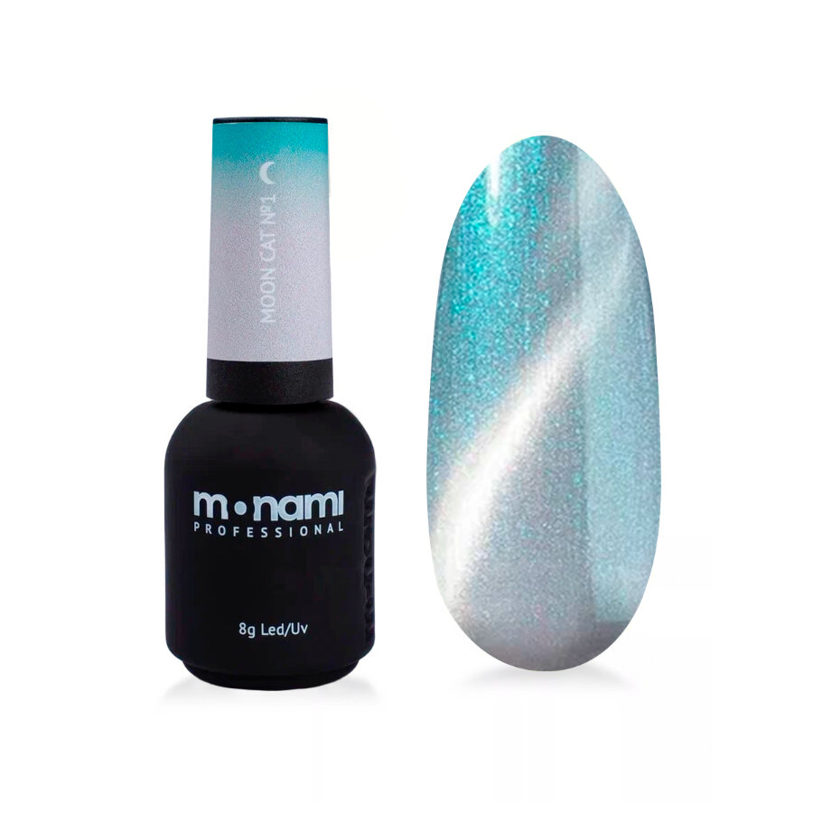 Гель-лак Monami Moon Cat №1, серебристый, эффект кошачий глаз, 8г