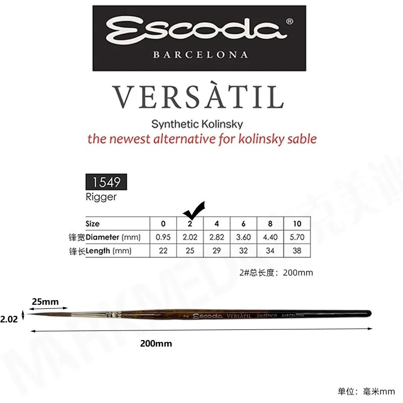 Эскода VERSATIL 1539 кисть риггер, цвет 2