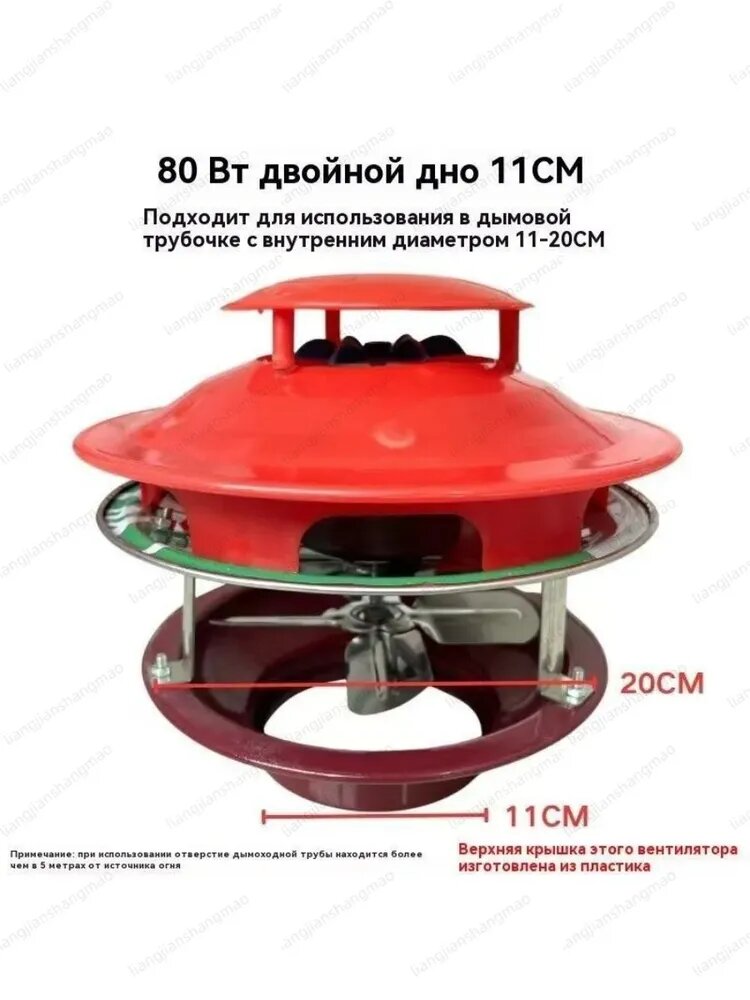 Вытяжной вентилятор для дымохода мощный 3000 об/мин, чугунный, диаметр 11-20 см эффективное удаление дыма и гари