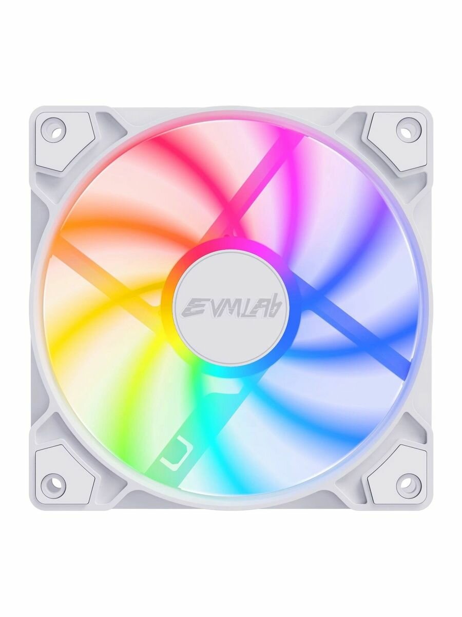 Вентилятор ПК 120мм 4pin PWM Белый разноцветная подсветка RGB не управляемая