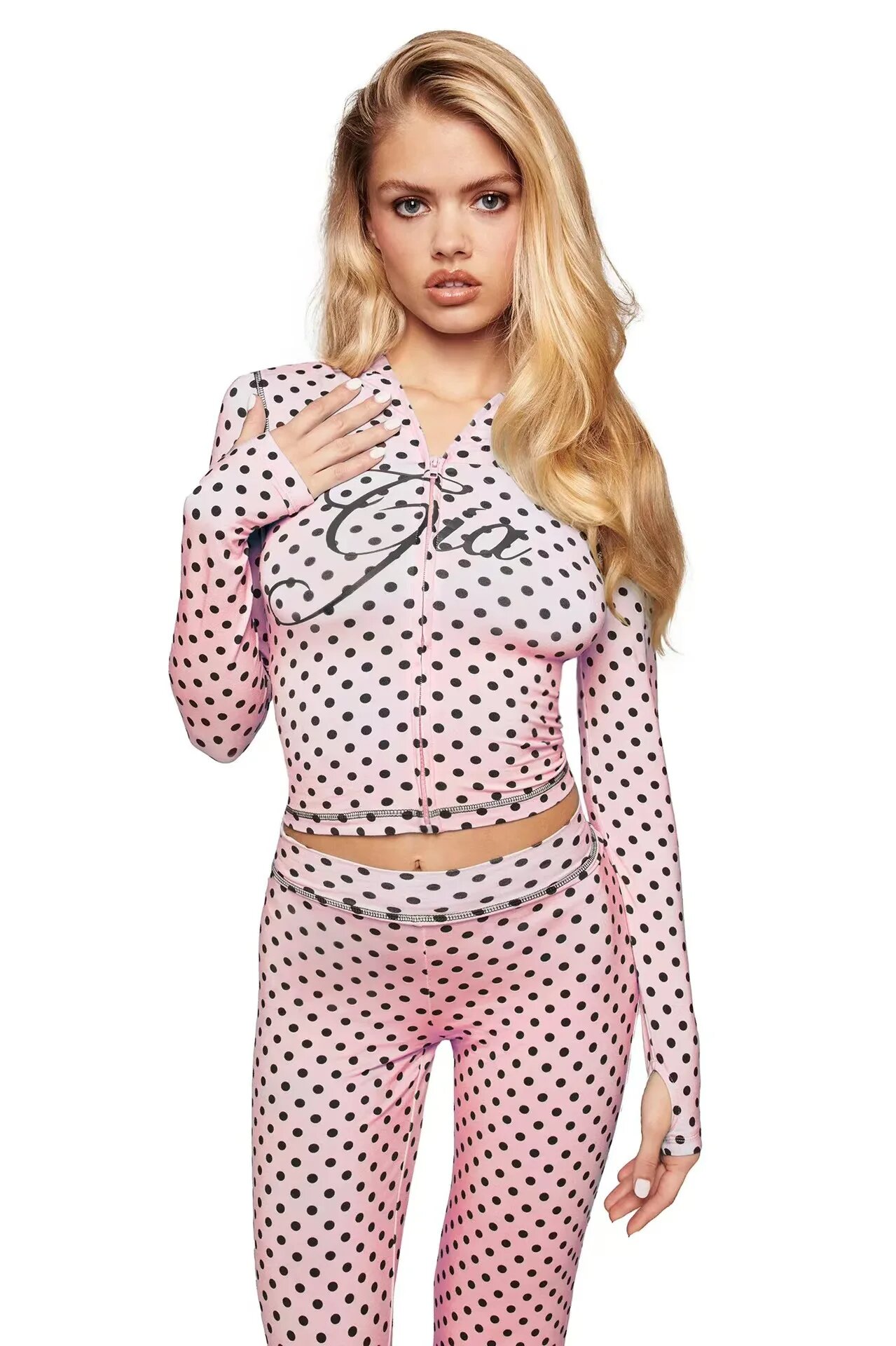 Розовый костюм с капюшоном и брюками pinkdot top, S