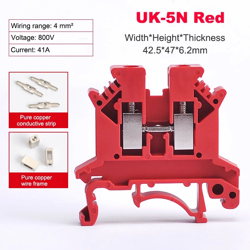 Клеммные блоки Morsettiera UK5N 800В 41А 4мм² Red