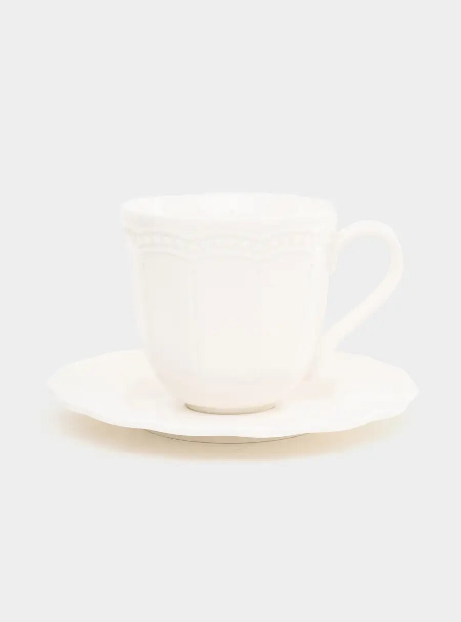 Чашка с блюдцем, 250 мл, белая, Elite