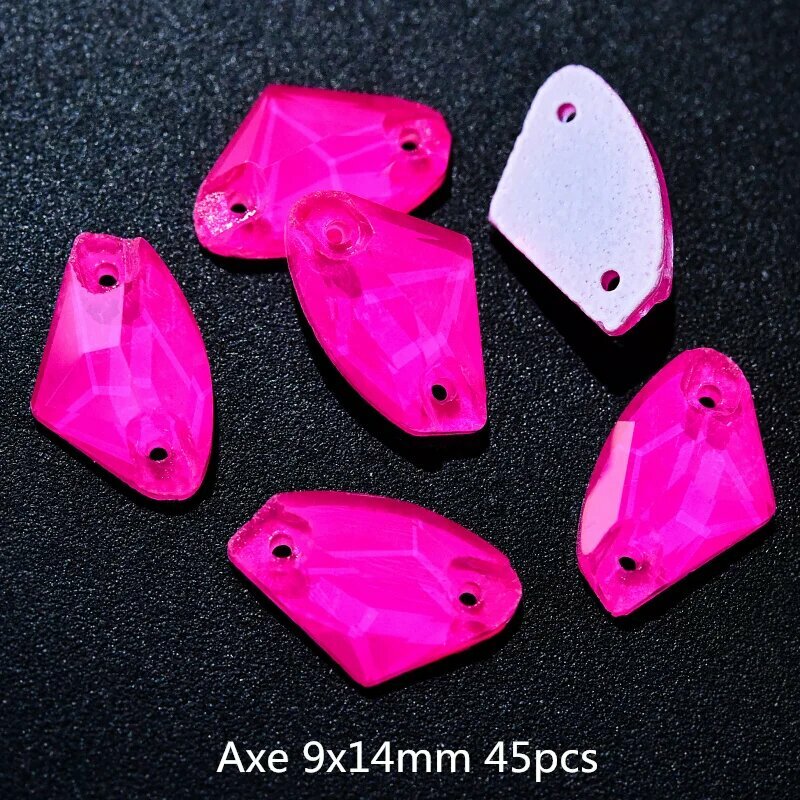 Стразы розовые неоновые Axe 9x14mm 45шт