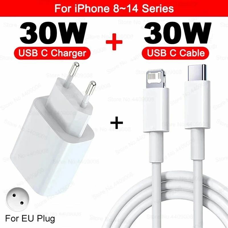 Быстрое зарядное устройство PD 30W USB C для Apple iPhone 11/12/13/14/17 Air/15/16/17 Зарядка зарядного устройства Pro Max Type C