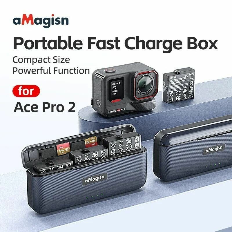 Чехол с быстрой зарядкой aMagisn для Insta360 Ace Pro2, аксессуары для хранения зарядного устройства