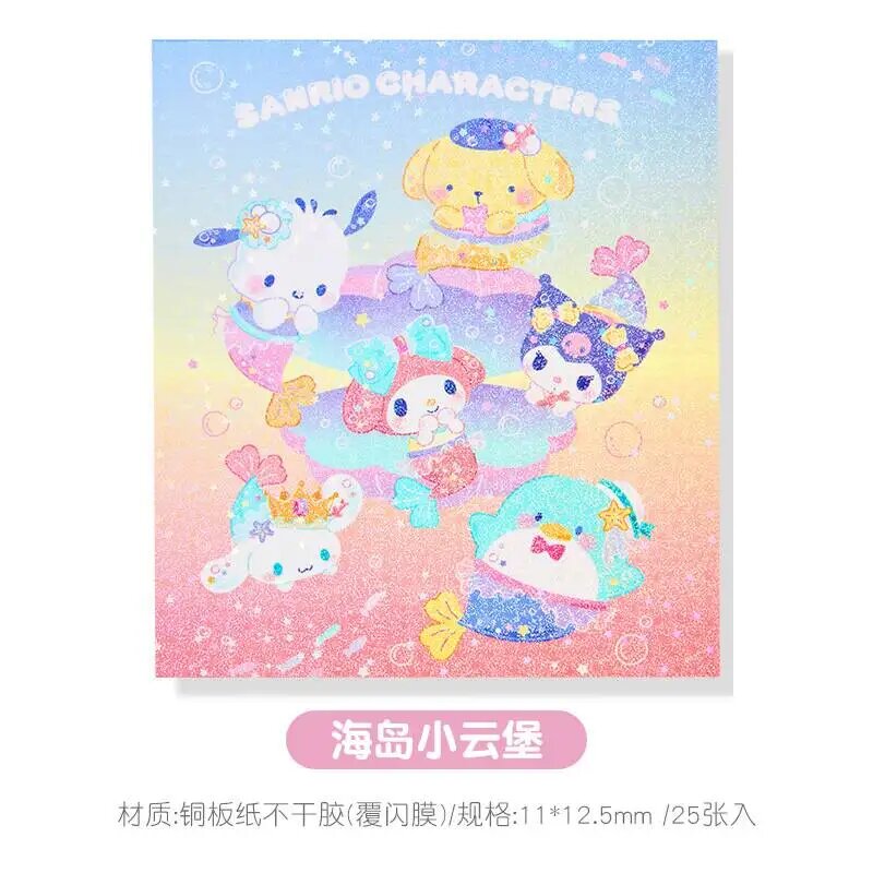 Мультяшные наклейки Sanrio Melody Kuromi Cinnamoroll, милые наклейки для скрапбукинга, сделай сам, дневник, декоративная наклейка, этикетка для альбома