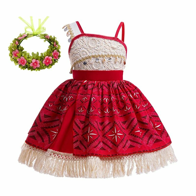 Платье принцессы Моаны Disney Size 90(18-24M), Красный, Moana 2 Set 2