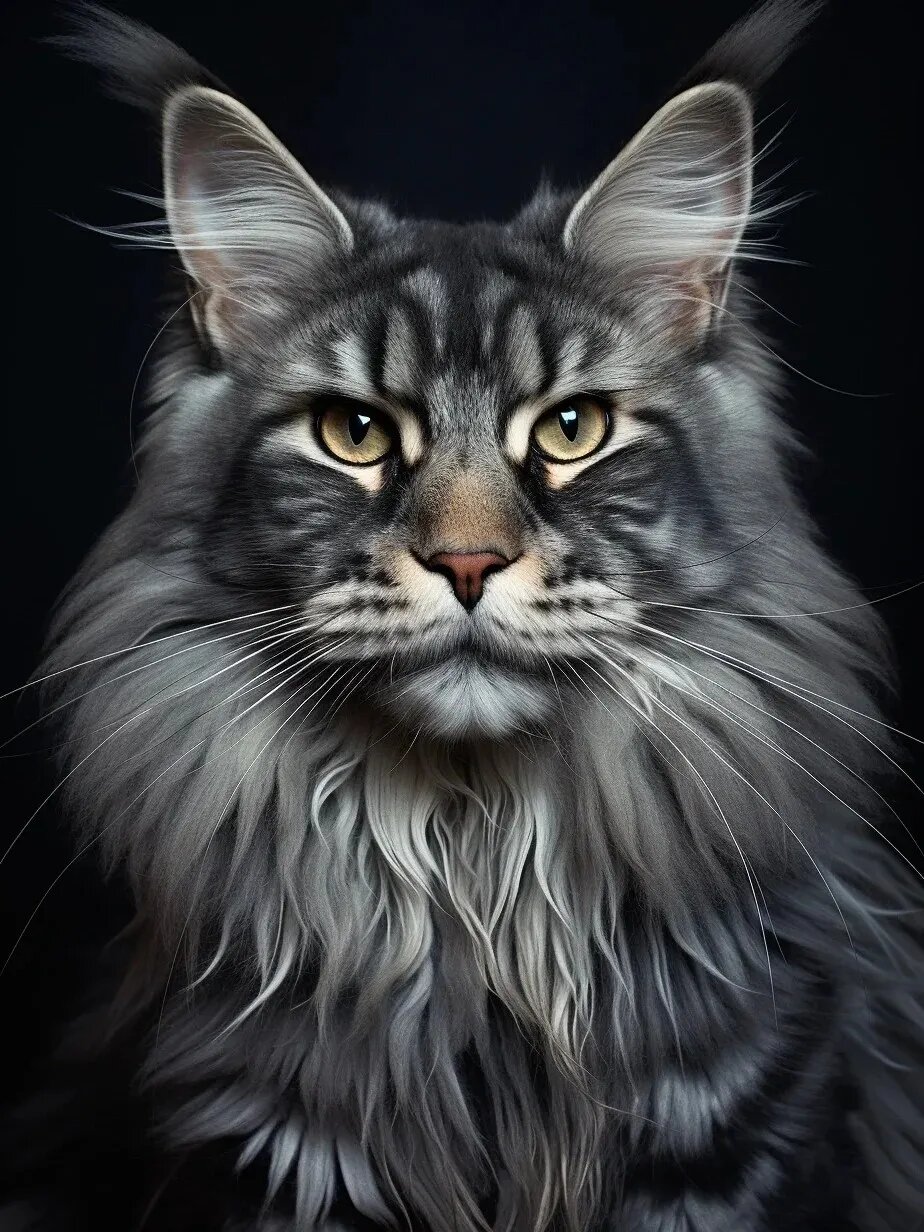 Набор для алмазной вышивки "Портреты кошек Мейн-кун" Серый, 30x40cm Round, BZ2519-20