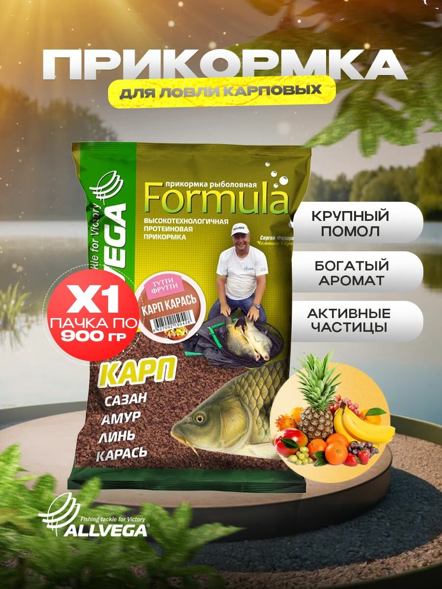 Прикормка для рыбалки ALLVEGA Formula Карп карась 1 пачка 0.9кг