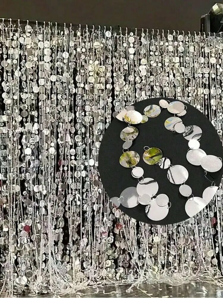 Занавеска на дверь из бусин 28.8x58.4 см серебристый