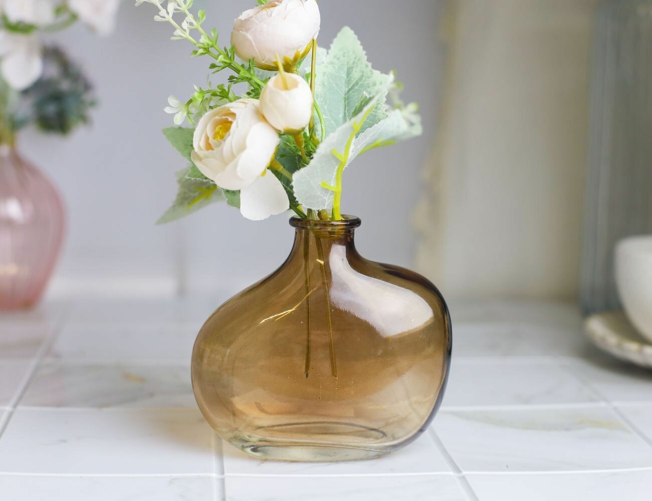 Декоративная ваза-бутыль лило, стекло, янтарная, 10 см, Koopman International AC7110550-2