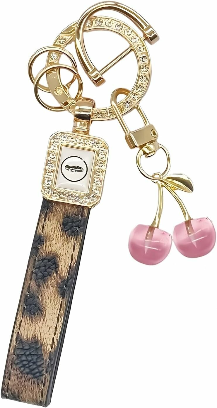 Кожаный брелок-браслет с подвесками в виде вишни, автомобильный брелок для женщин, сумка-кошелек, подвески, брелок-держа