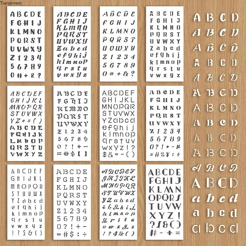 12 шт. 12 стилей, трафареты для рисования, вырезания, фотоальбома, письма 240x120 мм