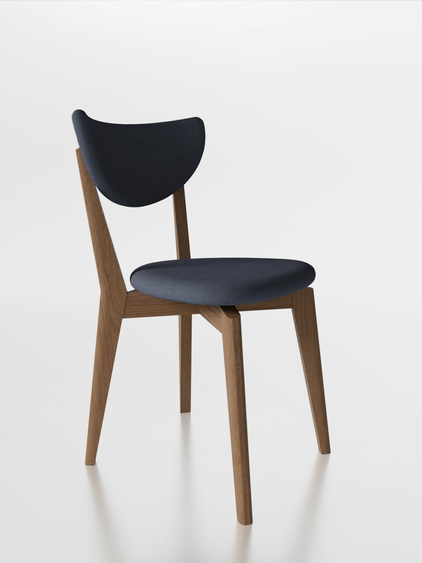 Стул для кухни Rogoletto Comfort, мягкий со спинкой, массив дуба, синий + орех, 1 шт