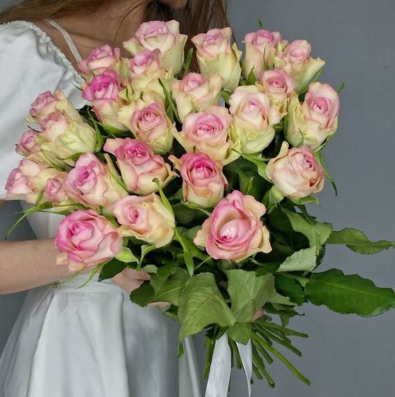 Моно букет, кенийская роза, одноголовая, lovely Pink , 50см. , 25 шт, под ленту