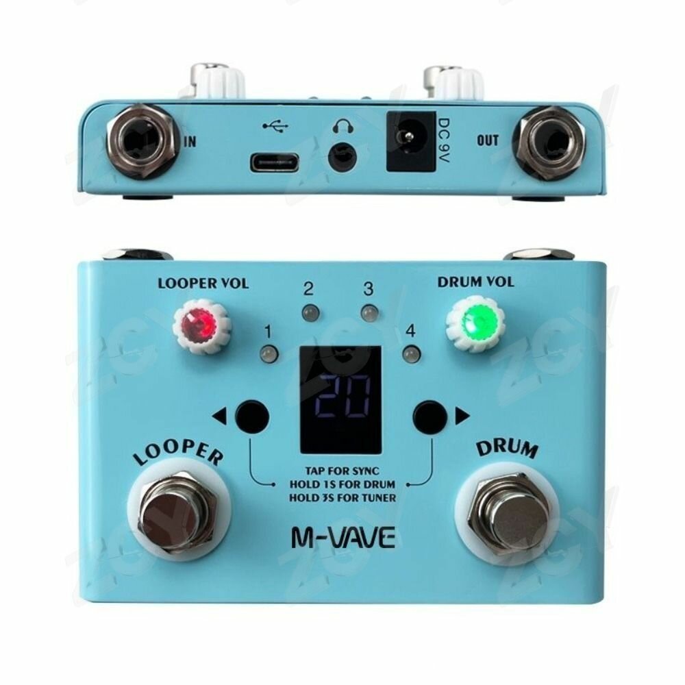 M-VAVE LOST TEMPO Педаль эффектов Drum & Looper Effector Mini 2-in-1 Looper
