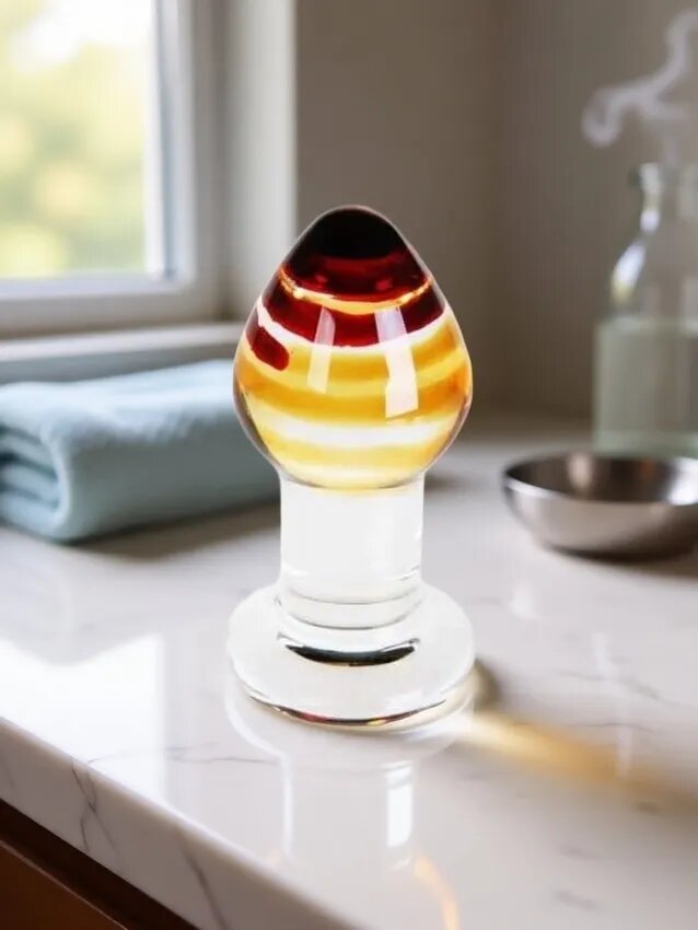 Sexus Анальная пробка из стекла 912027, D: 4 см, длина: 9 см, прозрачный/желтый