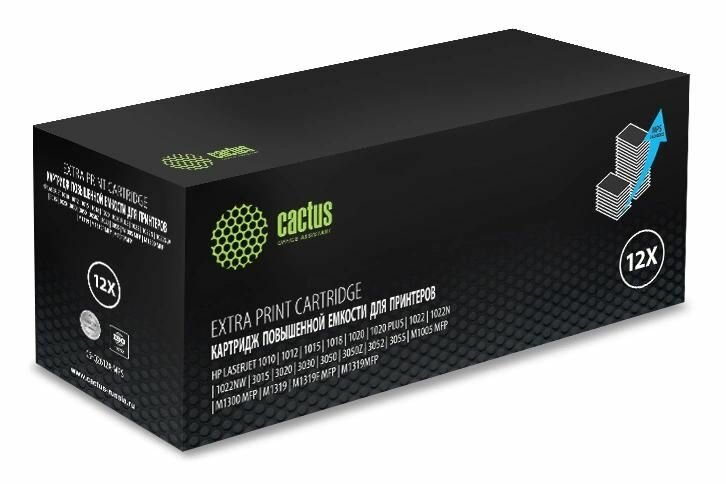 Картридж лазерный CACTUS Q2612X черный, 3000 страниц, для HP LJ 1010 1012 1015 1018 1020 (CS-Q2612X-MPS)