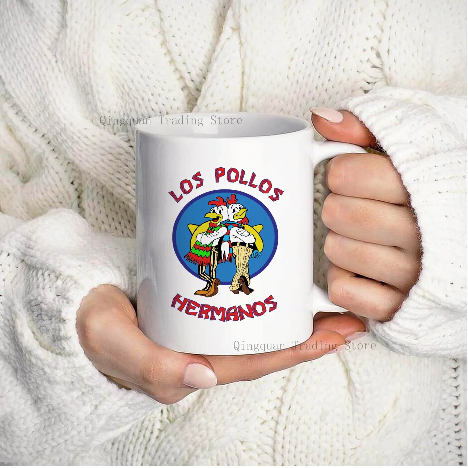 Los Pollos Hermanos Эмалированная чашка Кофейная кружка 11 унций Веселая керамическая чашка для кофе, чая, какао, ручка, чашка для чая, напитка 330ml
