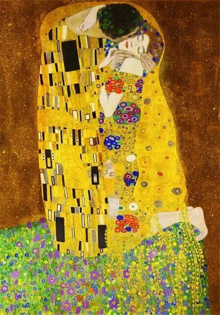 Печать на холсте "Поцелуй" Климта, 50x70см, цвет P4