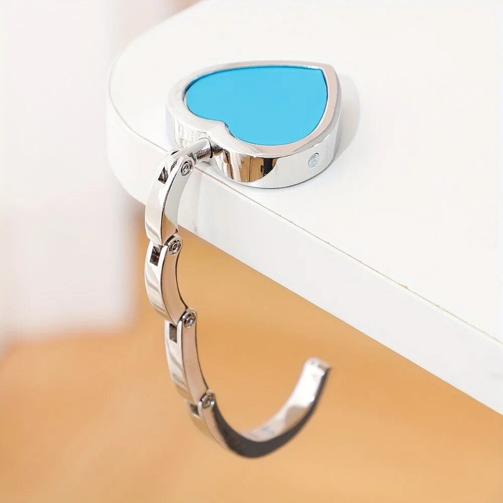 Металлическая складная подставка для сумок в форме сердца, Sky Blue