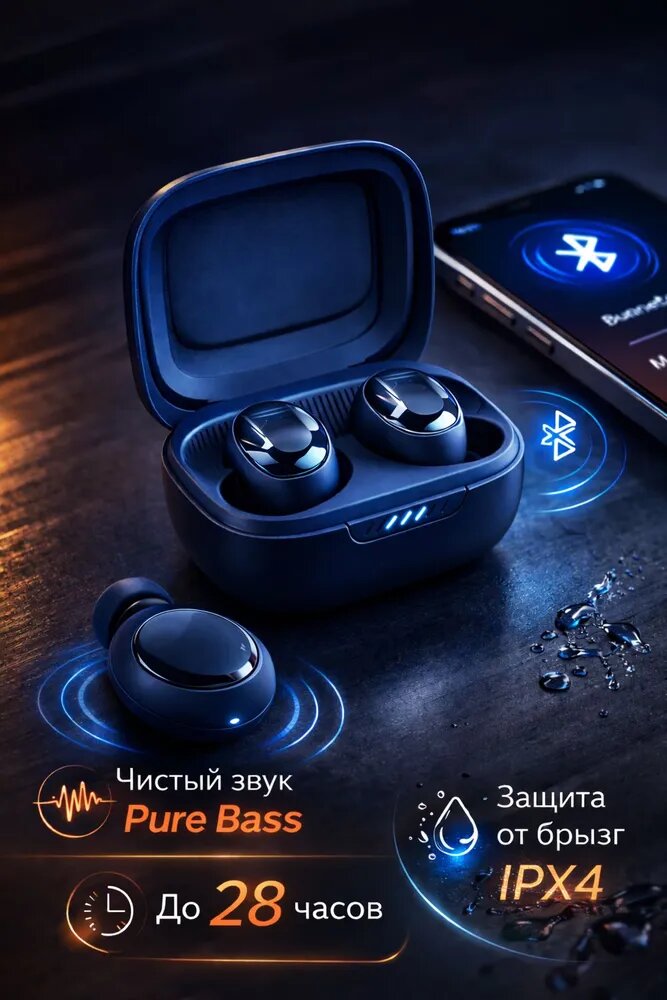 Наушники беспроводные с микрофоном, Bluetooth, USB Type-C, розовый