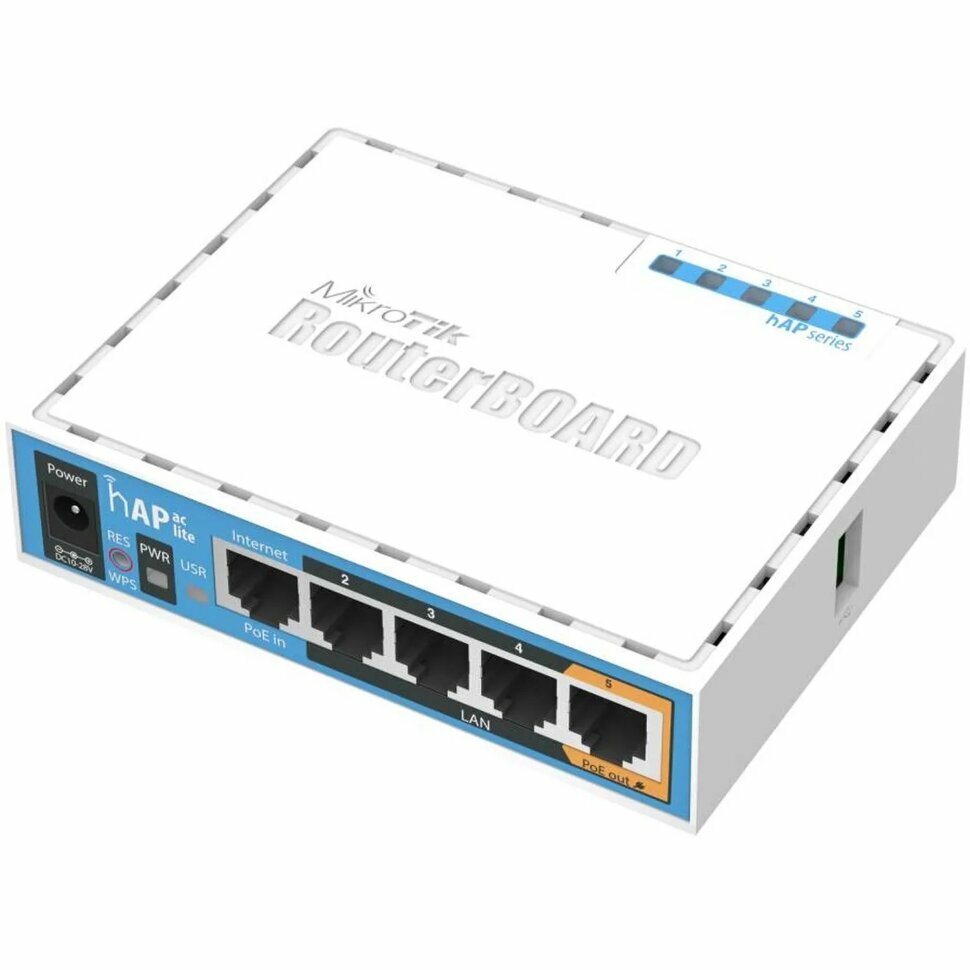 Маршрутизатор Wi-fi MikroTik hAP ac Lite RB952Ui-5ac2nD, AC750, USB, PoE, 1914180