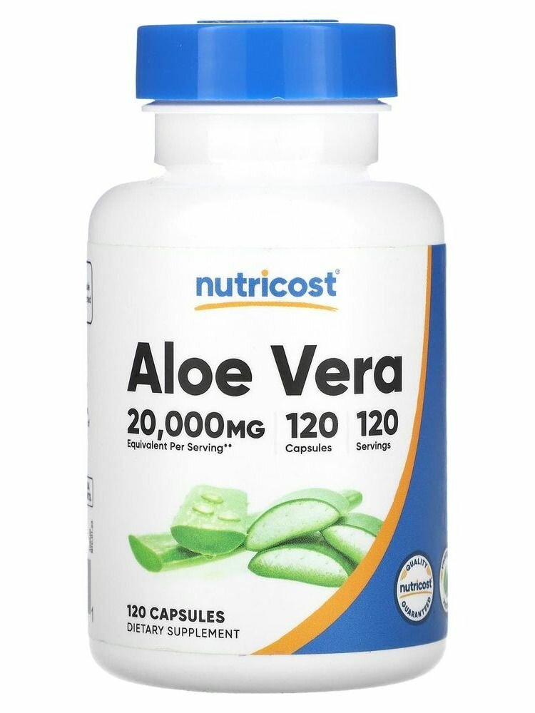 Алоэ вера, 20 000 мг, 120 капсул, Nutricost
