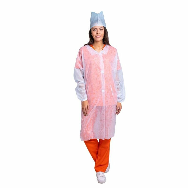 Халат н/с процед, рук. рез, на липч, XL, дл.110см, пл 25, белый, 10шт/уп, 1352701