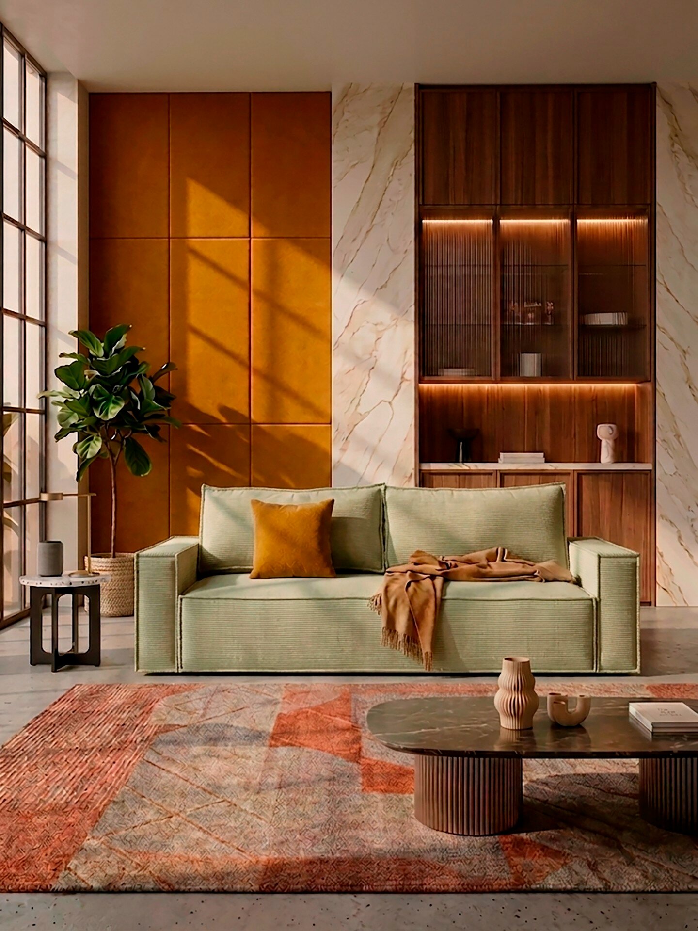 Диван Софт 3 Cilium Cream NOW 240x94x80 см, бежевый Вельвет, еврокнижка Фиеста — фото 1