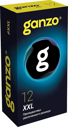 Презервативы GANZO XXL Black Edition №12 увеличенного размера гладкие, ширина 56 мм, латекс