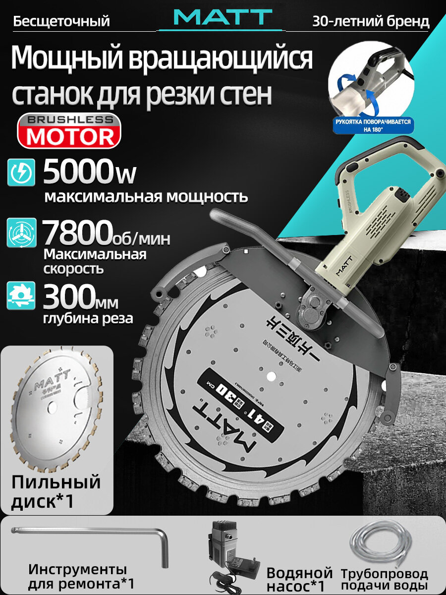 Мощная машина для нарезания канавок, не требующая регулировки бесщеточная дисковая бензопила для резки бетона, предназначенная для резки и обработки бетонных стен.