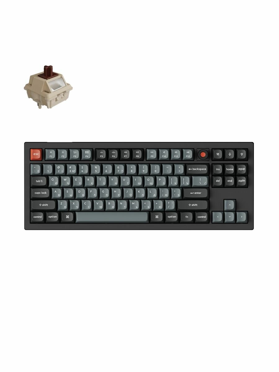 Проводная механическая клавиатура Keychron V3 8K (80% TKL) цвет Black, русская раскладка, RGB, Hot Swap, кейкапы без подсветки, переключатели Keychron Apex Brown